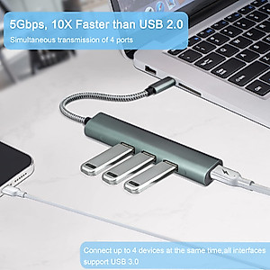Henrety USB Hub, 4-in-1 Ultra Slim Portable Data Hub USB Splitter USB 3.0 Expander for Laptop, PC, MacBook, Mac Pro, Mac Mini, iMac, Surface Pro, and More USB Devices