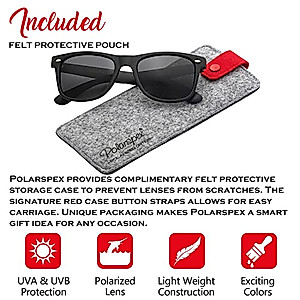 PolarSpex Mens Sunglasses - Retro Sunglasses for Men, Polarized Sunglasses for Womens - Cool Shades for Driving, Fishing (Matte Black | Smoke, 52)