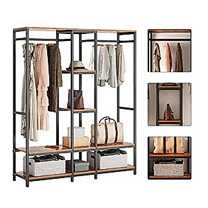 soges Garment Racks with 5 Tiers Shelves 2 Rod Clothes Rack FreeStanding Rack Organizer Storage for Hanging Clothes and Storage