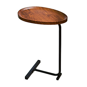 MENYCNJ C shaped table for safa Small C Side Table for Living Room and Small Spaces- Easy Assembly, C Shaped Round End Table for Couch and Bed, Night Stand for Bedroom, Wood/Black