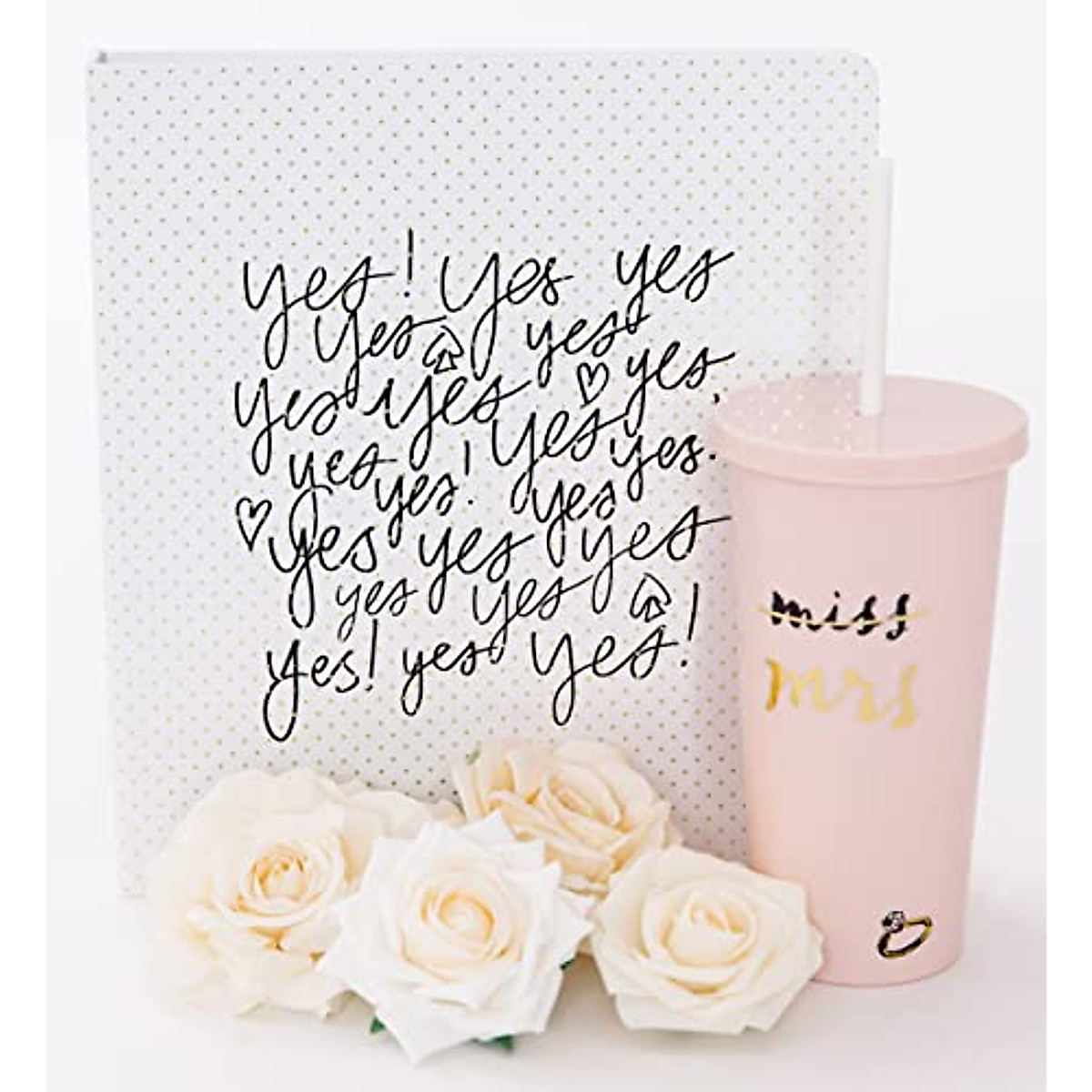 Kate Spade New York Acrylic Bridal Tumbler with Lid and Straw, 20 oz Tumbler for Bride to Be, Slim Double Wall Tumbler, Miss to Mrs. (Blush)