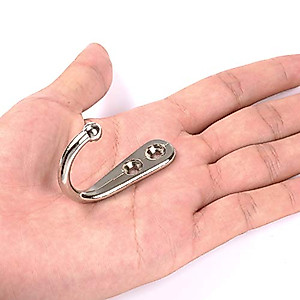 eBoot 20 Pieces Wall Mounted Hook Robe Hooks Single Coat Hanger and 50 Pieces Screws (Silver)