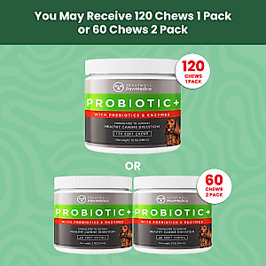 PawMedica Dog Probiotics and Digestive Enzymes, Probiotics for Dogs Made in USA, Pet Probiotic Chews for Dogs, Prebiotics & Probiotic Dog Digestive Support, Probiotic Treats - 120 Dog Probiotic Chews