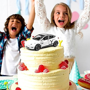 1:24 Scale Model Y Alloy Car Model Diecast Toy Vehicles for Kids, car Model Toy，Pull Back Alloy Car with Lights and Music，Gifts for Adults and Children, Decorative Objects, Collectibles.(Logo White)