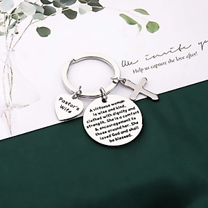 BAUNA Pastor's Wife Gifts Pastor's Wife Appreciation Gifts She is a Comfort and Encouragement to Those Around Her Keychain Minister's Wife Jewelry (pastor's wife keychain)
