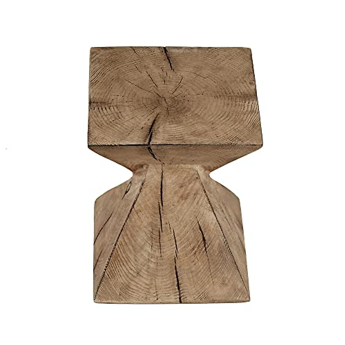 Ball & Cast Faux Wood Stump End Table Concrete Accent Side Table MgO Sofa Table Stand Stool, Natural Set of 1