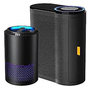 AROEVE Air Purifiers(MK01-Black) with Sleep Mode Speed Control and Air Purifiers(MK04-Black) with Air Quality Sensors Combo for Dust, Pet Dander, Smoke, Pollen for Bedroom and Office