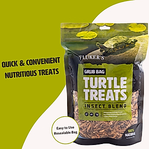 Fluker's Grub Bag Turtle Treats, Insect Blend, High Protein Freeze Dried River Shrimp, Crickets, and Mealworms, For Aquatic Turtles, Amphibians, and Reptiles, 12 oz