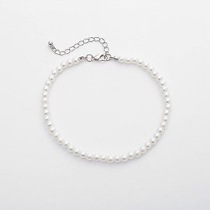 COLORFUL BLING 1Pc Pearl Handmade Anklet Simple Imitation pearls Hand Woven Boho Foot Jewelry Anklet Bracelet Summer Beach for Women-Pearl