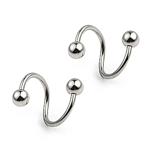 Ruifan 16G Stainless Steel Twist Ear Plug Earring Spiral Helix Stud Lip Ring Body Piercing Jewelry 10mm 6Pairs