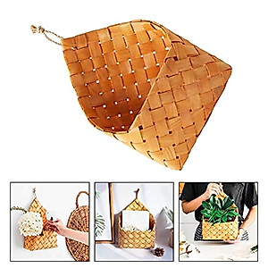 Cabilock Air Plants Hanging wicker basket Hand- Woven Wood Storage Basket Magazine Basket Wall Hanging Flower Holder Wooden Plants Basket for Plants Succulent Wall Decor