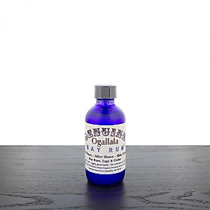 8oz Genuine Ogallala Bay Rum Sage and Cedar Aftershave. Old-time looking bottle and label.