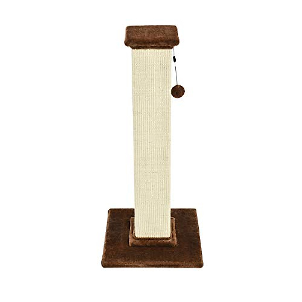 Amazon Basics Tall Cat Scratching Post with Jute Fiber and Brown Carpet, Large, 16’’ x 16’’ x 35’’