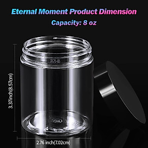 48 Pack 8 OZ Plastic Jars Round Clear Cosmetic Container Jars with Lids, Eternal Moment Plastic Slime Jars for Lotion, Cream, Ointments, Makeup, Eye shadow, Rhinestone, Samples, Pot, Travel Storage