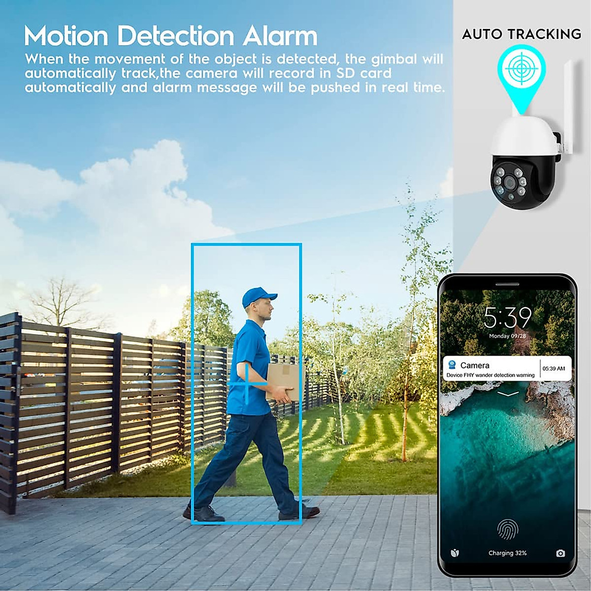 Funxwe Smart Security WiFi PTZ IP Camera Wireless 1080P HD Color Night Vision Spotlight Two Way Audio, AI Motion Detection Home Surveillance for Baby Pet Dog Monitor