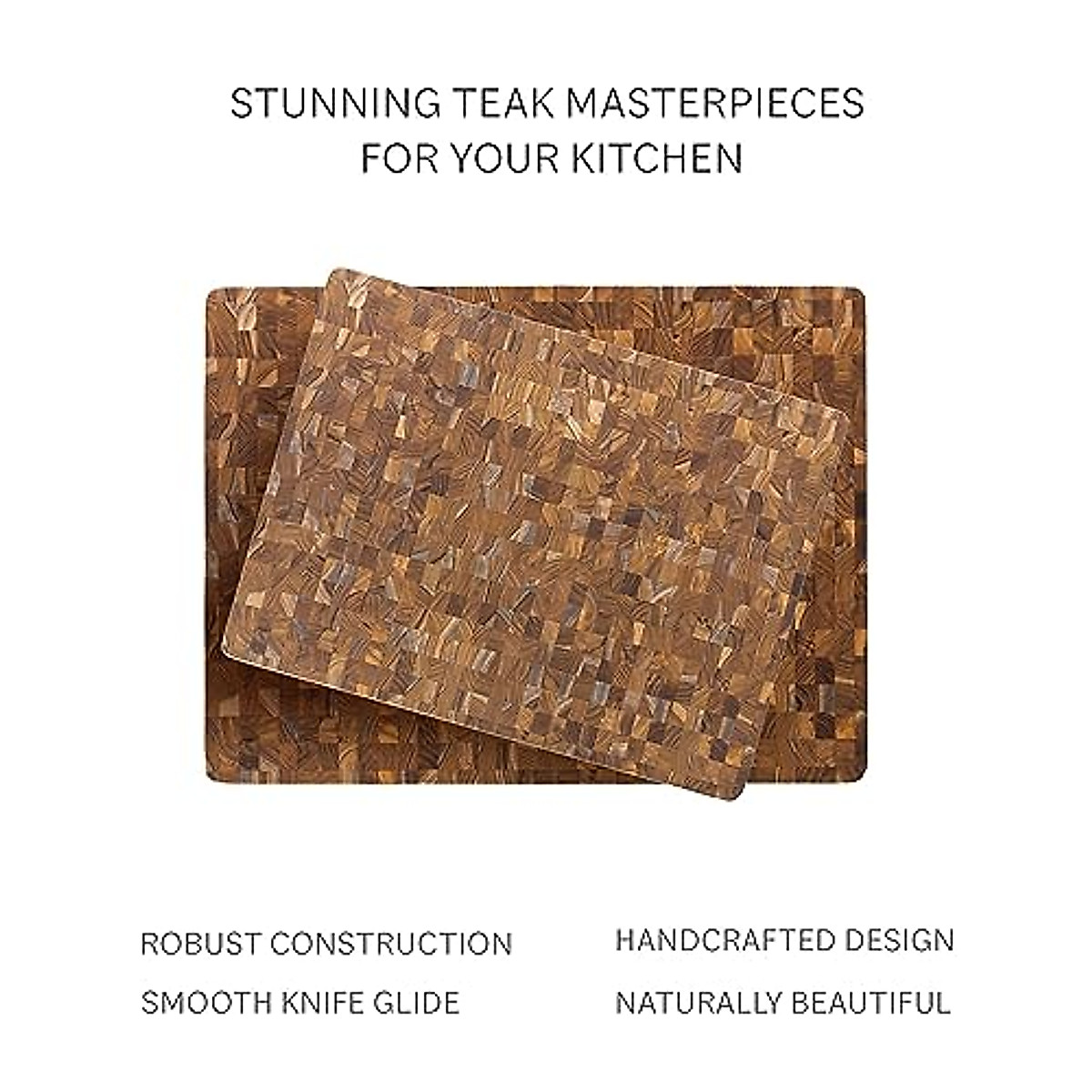 Teakhaus Butcher Block Cutting Board - Medium Wooden Cutting Board - Teak End Grain Wood - Knife Friendly - FSC Certified