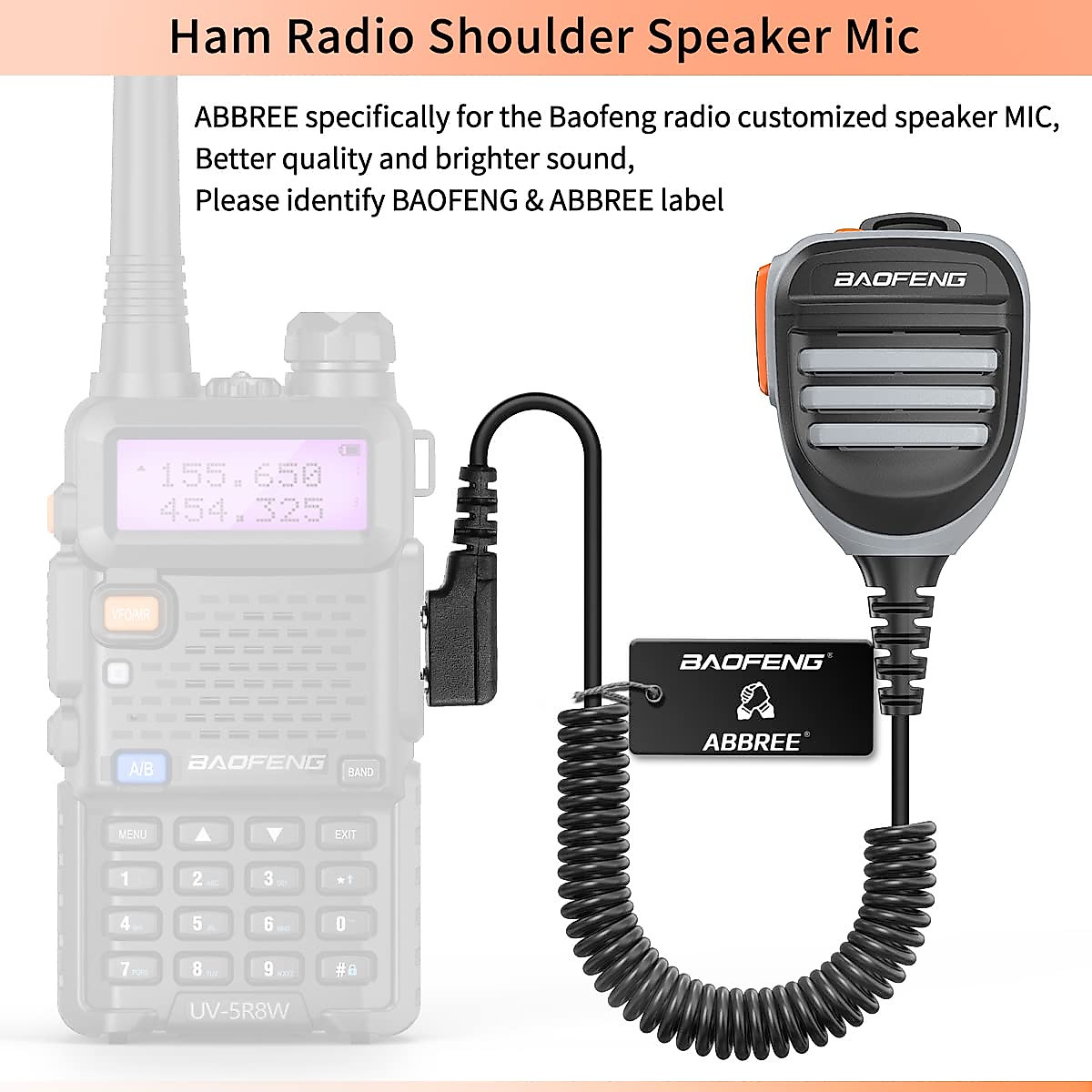 BAOFENG Walkie Talkie Speaker Mic Microphone, Remote Shoulder Police Mic UV-5R BF-F8HP 5RM UV-21R K5PLUS GM-15 Pro UV-5G Plus GM-5RH UV-17R TIDRADIO TD-H3 TD-H8 Quansheng UV-K5