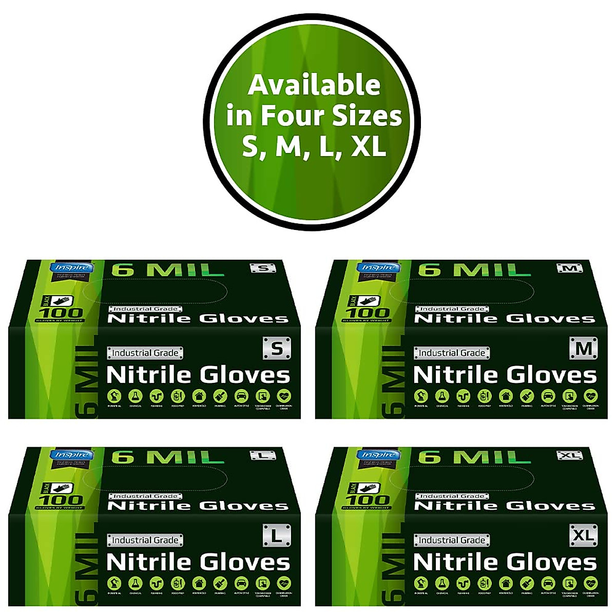 Inspire HEAVY DUTY 6Mil ORIGINAL Quality Stretch Nitrile Black Gloves Disposable Latex Free |Medical, Food, Mechanic, Tattoo