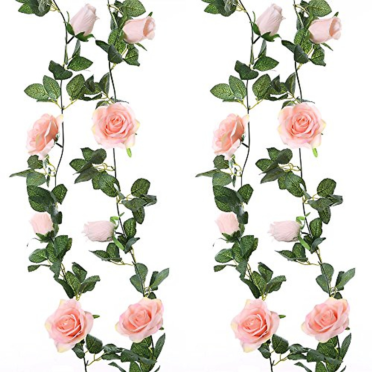Felice Arts 2 Pack Pink Artificial Floral Garland 13 FT Fake Rose Vine Hanging Rose Garland for Wedding Flowers Table Centerpiece Arrangement Room Baby Shower Teepee Mirror Decor
