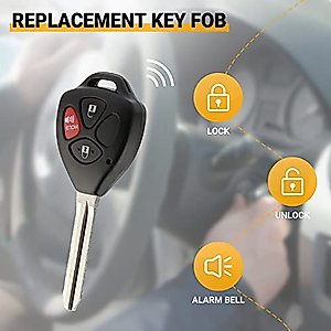 Key Fob Keyless Entry Remote Compatible with Toyota 2007-2010 Rav4丨2008- 2012 Scion xB 3 Buttons Car Key Replacement FCC:HYQ12BBY