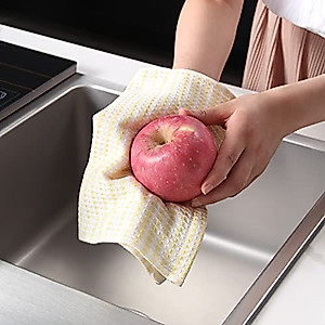 JEFFSUN Bamboo Dish Cloths for Washing Dishes, Reusable Cleaning Cloths Multi Used Waffle Wash Cloths for Housework, Super Absorbent Dish Towels for Kitchen -10X13 Inches