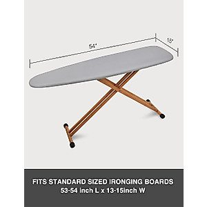 SUNKLOOF Extra Thick Ironing Board Cover and Pad, Resist Scorching and Staining, 15x54 Reflective Silicone Iron Board Cover With Padding, Elastic Edges, 4 Fasteners, Large Protective Scorch Mesh Cloth