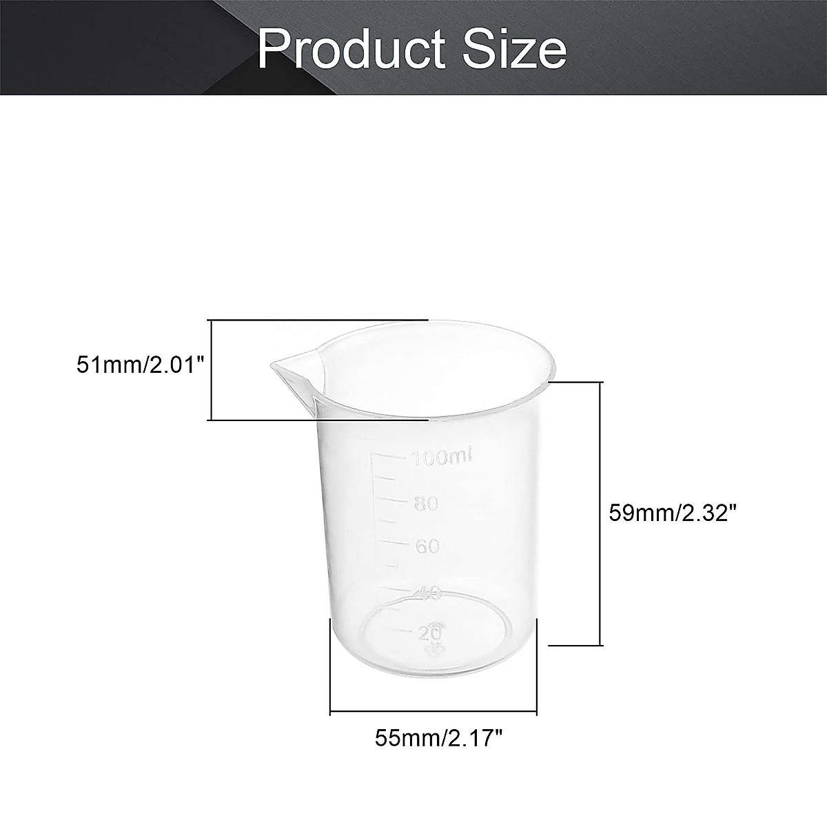 Othmro Measuring Cups 100ml/3.38oz PP Plastic Graduated Beaker Transparent for Lab Kitchen Liquids 4pcs