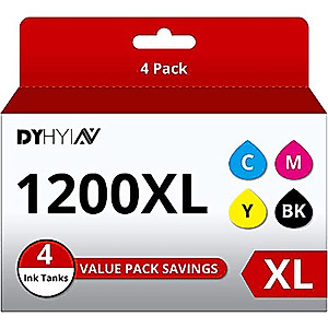 DYHYIN 1200XL Compatible Ink cartridges Replacement for Maxify PGI 1200 to use with MB2720 MB2320 MB2020 MB2120 MB2350 MB2050 Printer (1 Black, 1 Cyan, 1 Magenta, 1 Yellow) 4 Pack