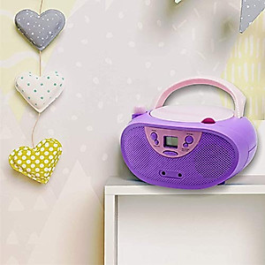 hPlay Gummy GC04 Portable CD Player Boombox with Digital Tunning AM FM Stereo Radio Kids CD Player LCD Display, Aux-Port Supported AC or Battery Powered - Pastel Violet