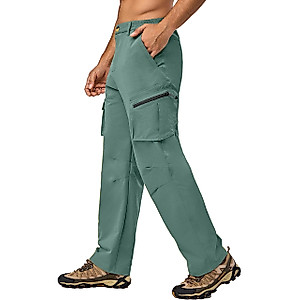 Little Donkey Andy Men's Quick Dry UPF 50+ Cargo Pants, Stretch Lightweight Outdoor Hiking Pants Sage M