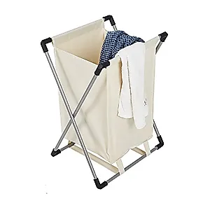 Dporticus Single Basket Floding Laundry Hamper with X-Frame for Apartment Home College Use