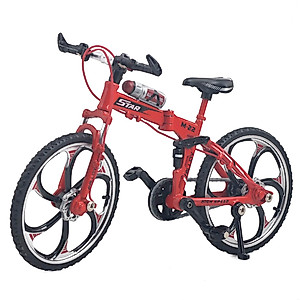Ailejia Finger Racing Bicycle Mountain Bike Cake Topper Mini Dirt Bike Bicycle Model Cool Boy Toy (Red)