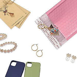 4 x 8 Inch Bubble Mailers 60 Pack, Self-Seal Poly Padded Envelope, Waterproof Shipping Bags for Small Business, Light Pink