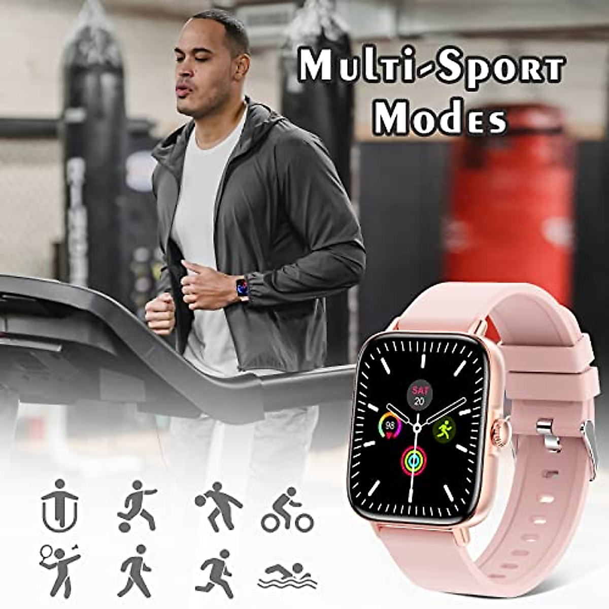 Choiknbo Smart Watch 1.7" Touch Screen Call Answer Receive/ Dial, Fitness Tracker Smart watches for Android iOS Phones, IP67 Waterproof with Sleep/ Heart Rate Activity Tracker Smartwatch for Man Women