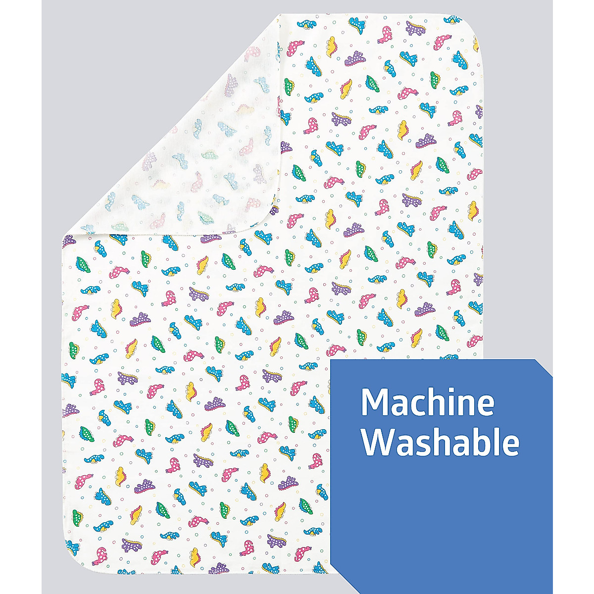 Medline Dinosaur Print Baby Blanket, Classic Design, 100% Cotton, Soft, Cuddly, Swaddling, 30" x 40", 3 Count