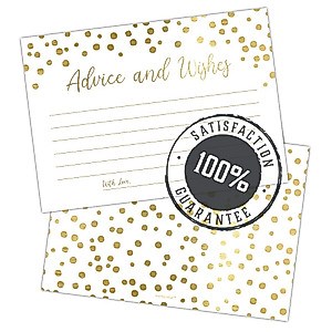 Set of 50 Gold Advice and Wishes Cards, Perfect for the Bride and Groom, New Mr and Mrs, Baby Shower, Bridal Shower, Wedding Shower, Reception, Graduation Party, Retirement Party, Anniversary