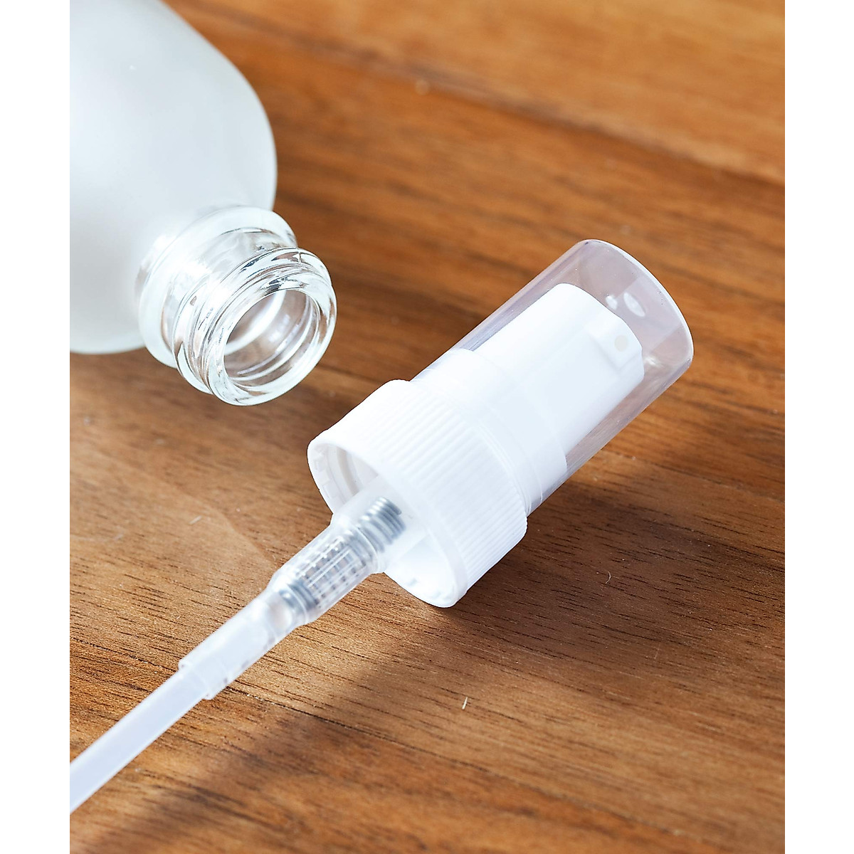 JUVITUS 2 oz Frosted Clear Glass Boston Round White Treatment Pump Bottle + Funnel (24 pack)