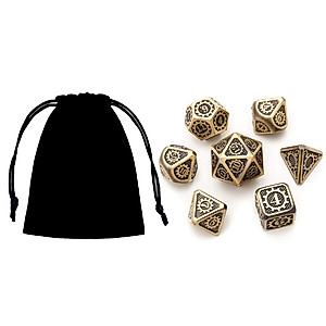 Metal Dice D&D, Dragon and Dungeon Polyhedral Metal Dice Set for RPG (Dungeon and Dragon Role Playing Games), and Enamel D&D Dice with Storage Bag (7-Piece Set)