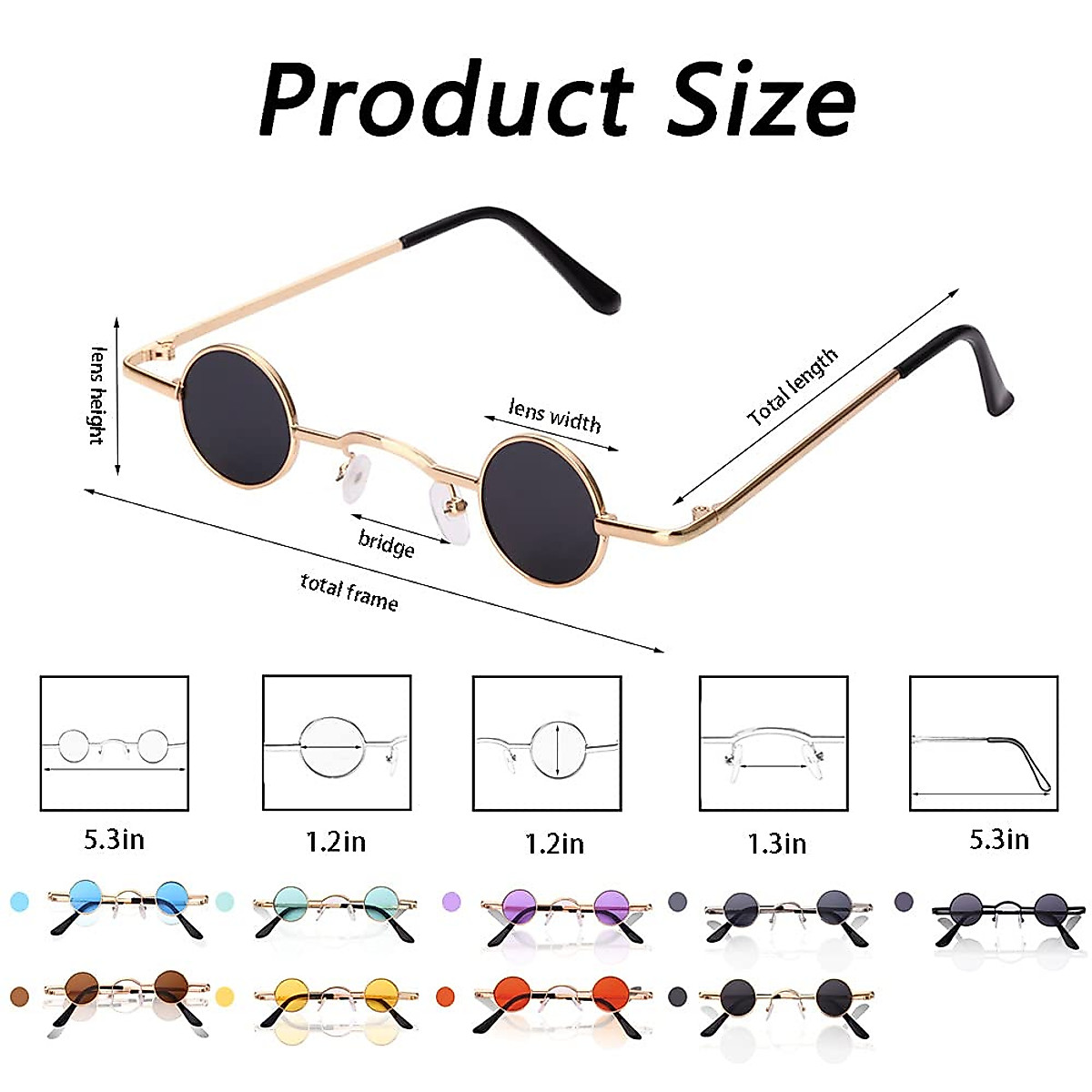 JUFORHQC Retro Glasses Out-of-The-Ordinary Sunglasses with Extremely Small Lenses Unisex