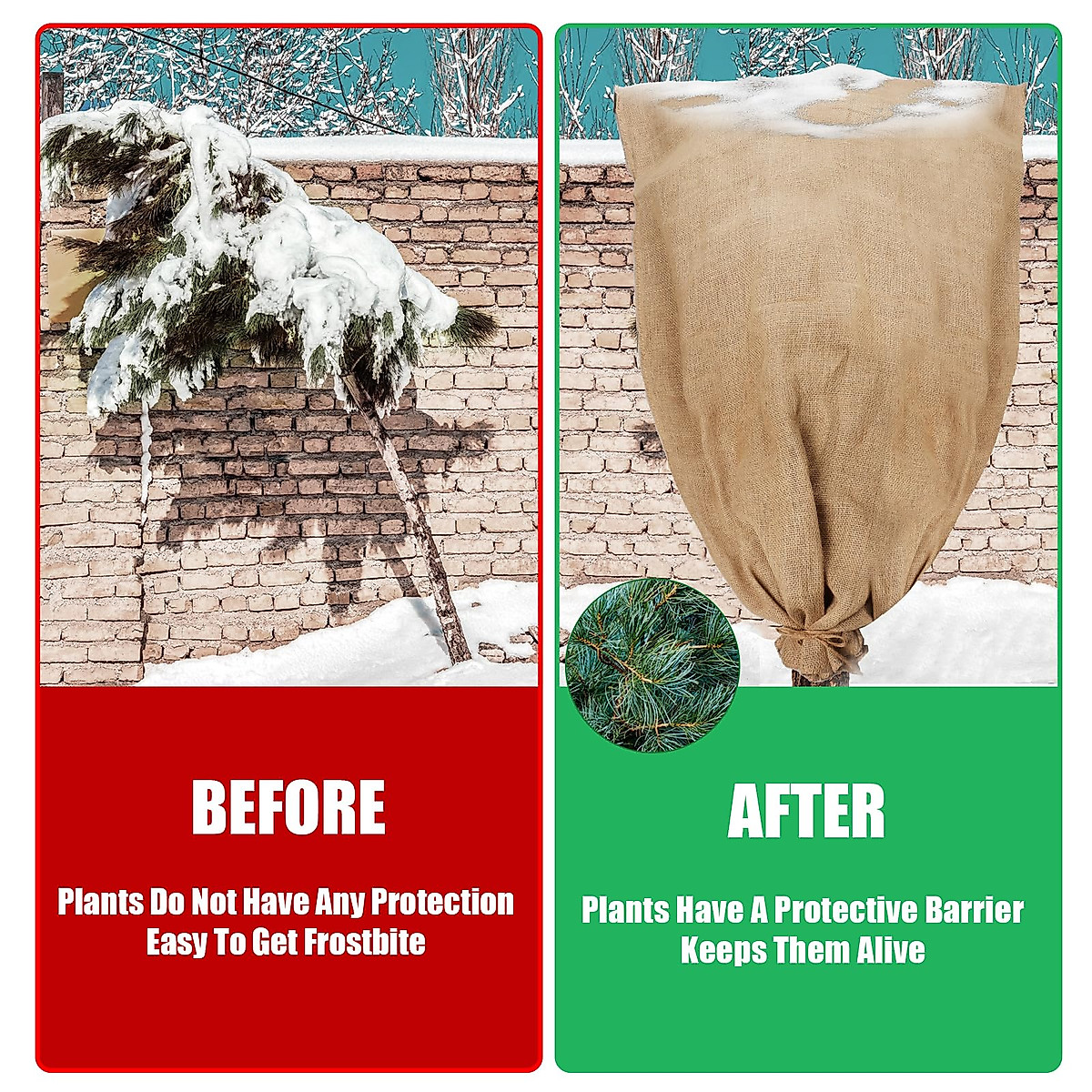 47.2''×70.8'' Plant Cover Drawstring Tree Cover,Burlap Winter Plant Cover Bag,Plant Covers Freeze Protection,Winter Freeze Plant Protection,Reusable Tree Jacket Frost Blanket for Outdoor Plants Potted