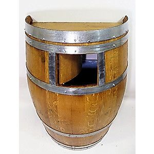Wine Barrel Waste Receptacle, Lacquer Finished, 26" W x 14" D x 35" W