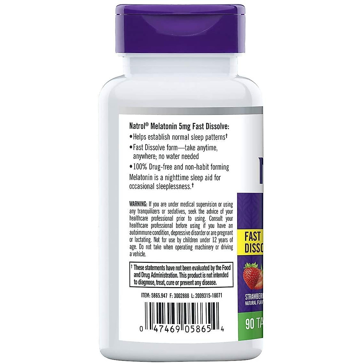 Natrol Melatonin 5 mg Fast Dissolve Sleep Support Tablet - 90 per Pack - 2