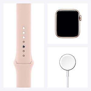 Apple Watch SE (GPS, 40mm) - Gold Aluminum Case with Pink Sand Sport Band (Renewed)