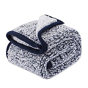 EMME Fleece Baby Blanket for Boys Plush Soft Sherpa Baby Blanket Cozy Toddler Blanket Kids Sleeping Blanket Nap Blanket Fuzzy Blanket for Crib, Stroller, Travel, Outdoor, Decorative (Navy, 30"x40")