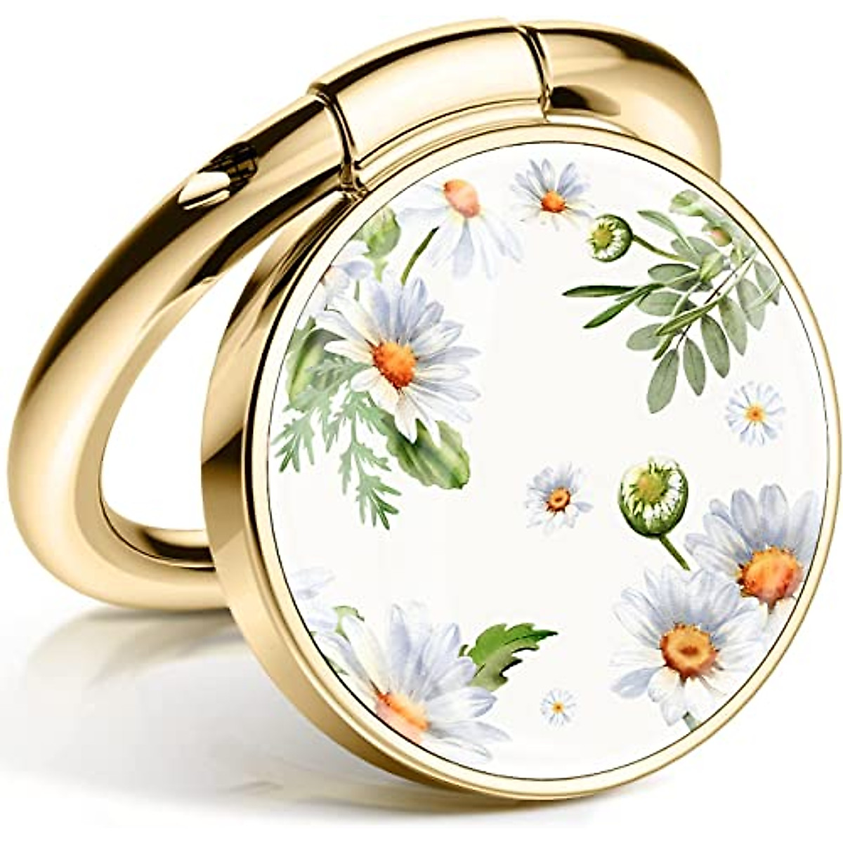 Cell Phone Ring Stand Finger Holder Flowers Pattern Paster Grip Kickstand 360°Rotation Metal Ring Grip for Magnetic Car Mount Compatible with iPhone Samsung Galaxy Pixel All Smartphone (Daisies)