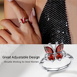 PROSILVER Blue Butterfly Rings For Women Birthstone Jewelry March Aquamarine Cubic Zirconia Silver Ring