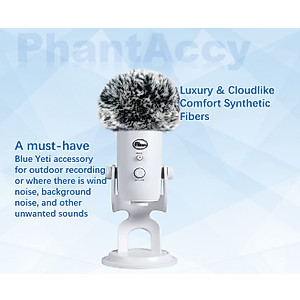 PhantAccy Pop Filter/Windscreen for Blue Yeti and Yeti Pro Microphones, Furry Mic Cover for Wind and Ambient Noise Reduction