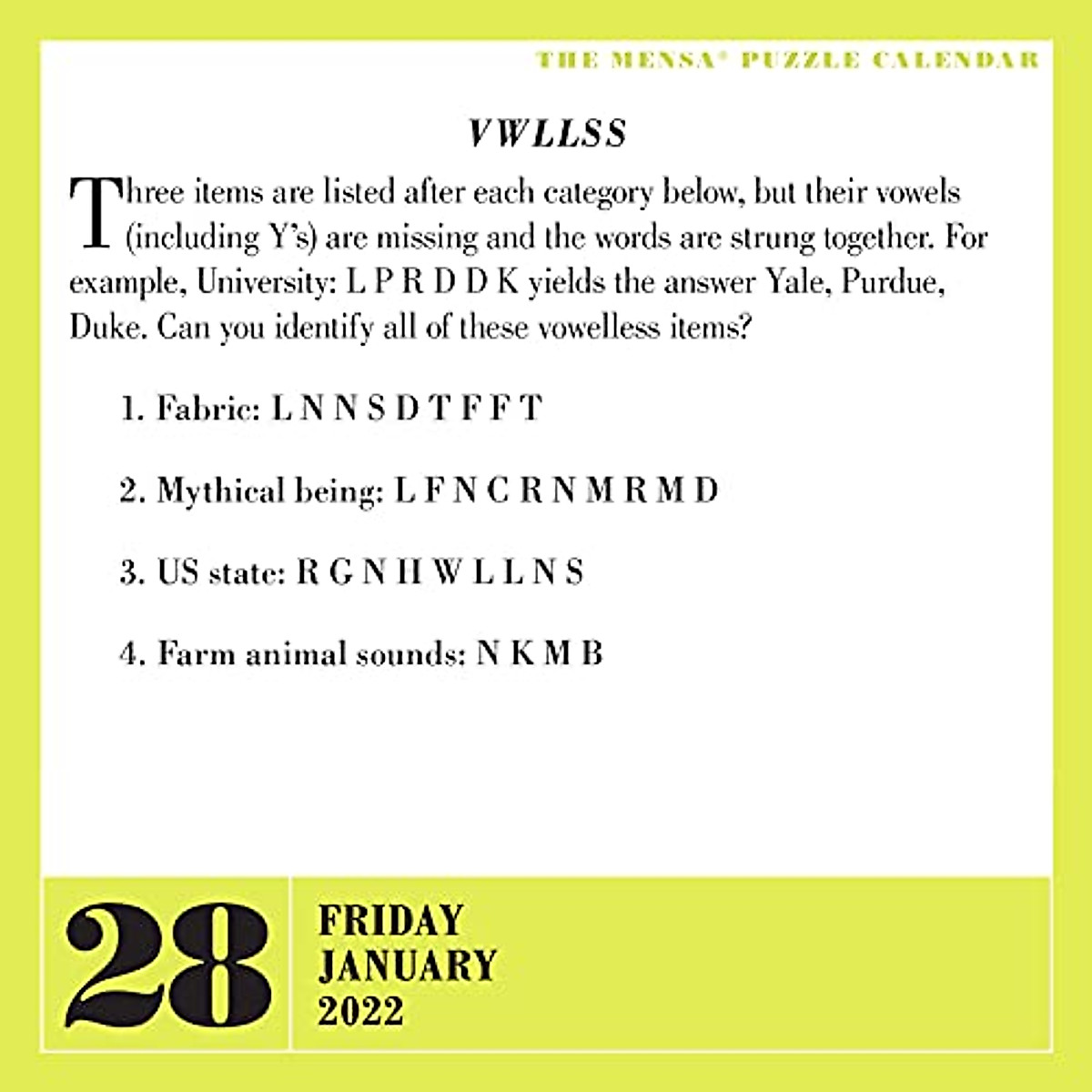 Mensa 365 Brain Puzzlers Page-A-Day Calendar 2022: A brain busting year of tough pangrams, word ladders, logic challenges, number sequences, and more.