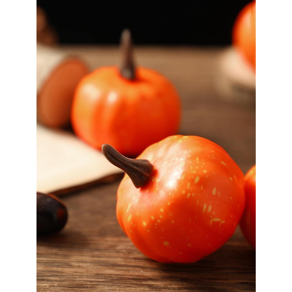 Fake Pumpkins, 4Pcs Halloween Pumpkin Shaped Decoration Craft, Foam Plastic Fake Faux Artificial Pumpkins for Halloween Fall Harvest Festival Home Table Decor (Orange)