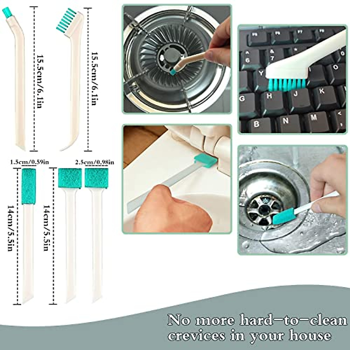18 Pcs Small Household Cleaning Brushes by ELEMGULY,Deep Detail Crevice Brush Set for Hole, Gap, Corner, Space, Micro Crevice Scrub Cleaner Tool for Bottle, Keyboard, Window, Door Track,2 Sets